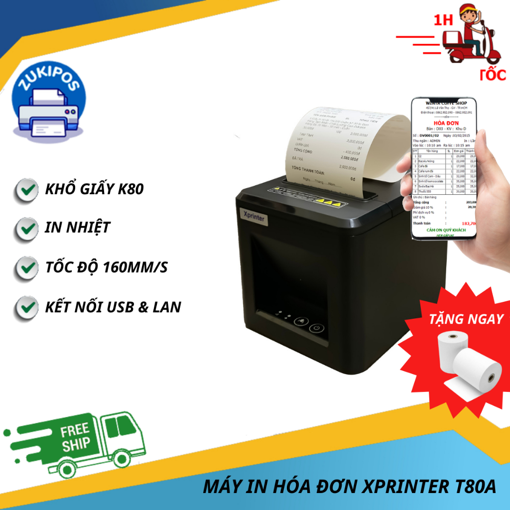 Máy In Hoá Đơn In Bill K80 Xprinter T80A Siêu Rẻ Bảo Hành 12 Tháng ...