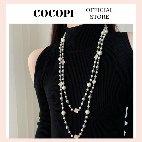 Dây chuyền ngọc trai nhân tạo kết bốn lá màu trắng Cocopi VC053 | Shopee Việt Nam