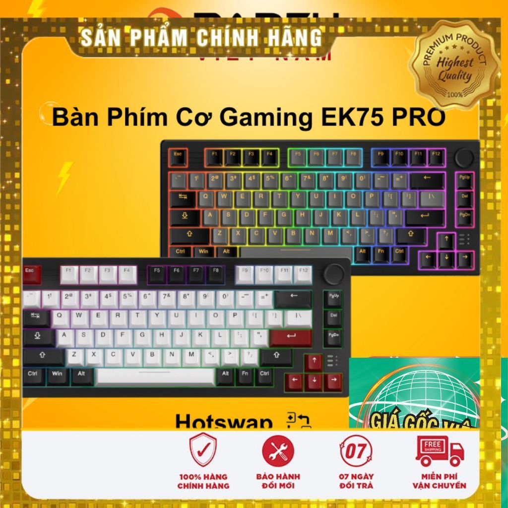 Bàn phím cơ gaming không dây Dareu EK75 - Ek75 kết nối được đa nền tảng ...