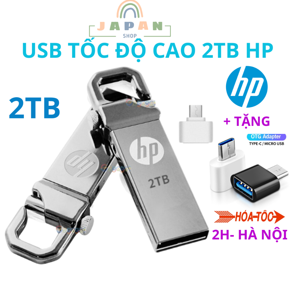 USB 2TB HP, thiết kế nhỏ gọn vỏ kim loại , USB chống nước ,USB 3.0 tốc ...