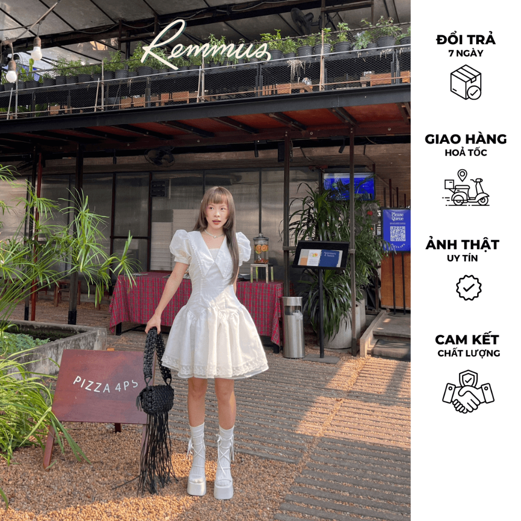 Remmus - Daphne Dress | Đầm tiểu thư tay bồng chiết eo cho nữ | Shopee ...