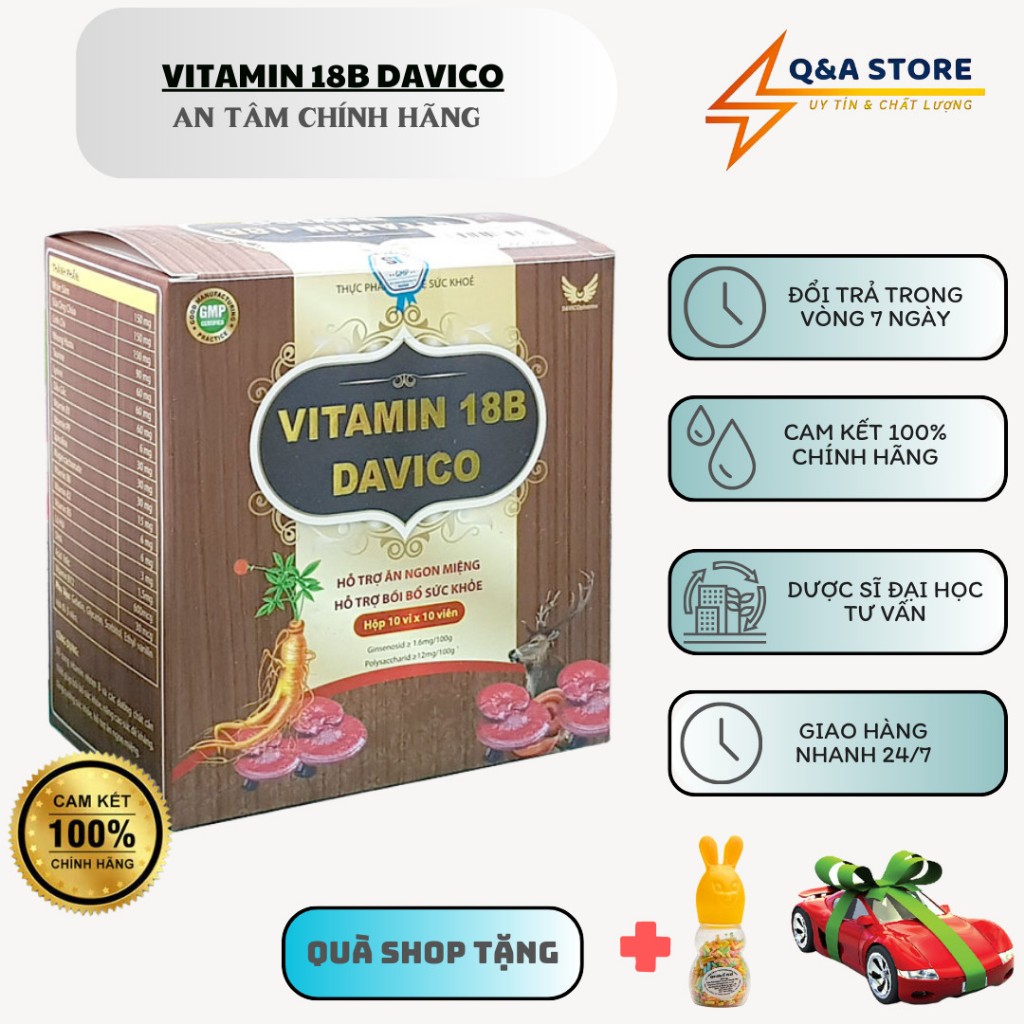 [CHÍNH HÃNG] Viên ăn ngon Vitamin 18B Davico, hỗ trợ nâng cao sức đề kháng, tăng cường sức khỏe ...
