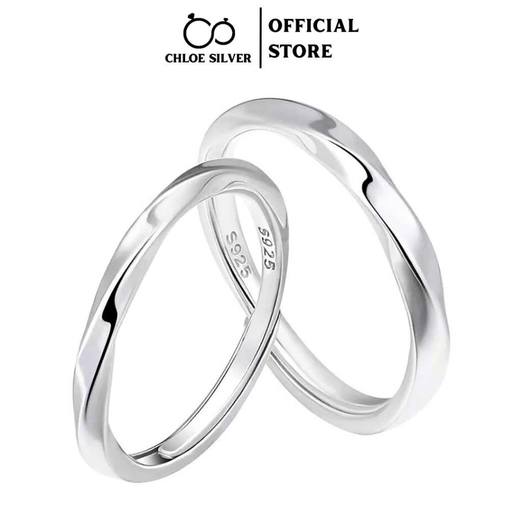 Nhẫn đôi bạc CHLOE SILVER chất liệu bạc Ý 925 cao cấp hình Mobious xoắn ...