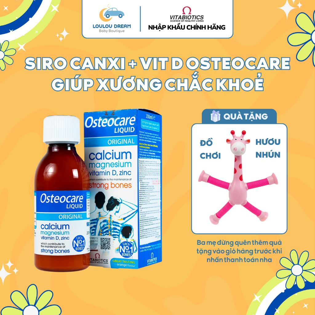 Siro Osteocare bổ sung canxi, magiê, vitamin D, kẽm giúp xương chắc khỏe Vitabiotics (200ml ...
