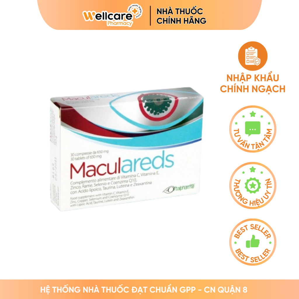 Viên Bổ mắt Maculareds [Chính hãng]–Hộp 30 viên bổ sung vitamin,khoáng chất giúp bổ mắt, tăng đề ...