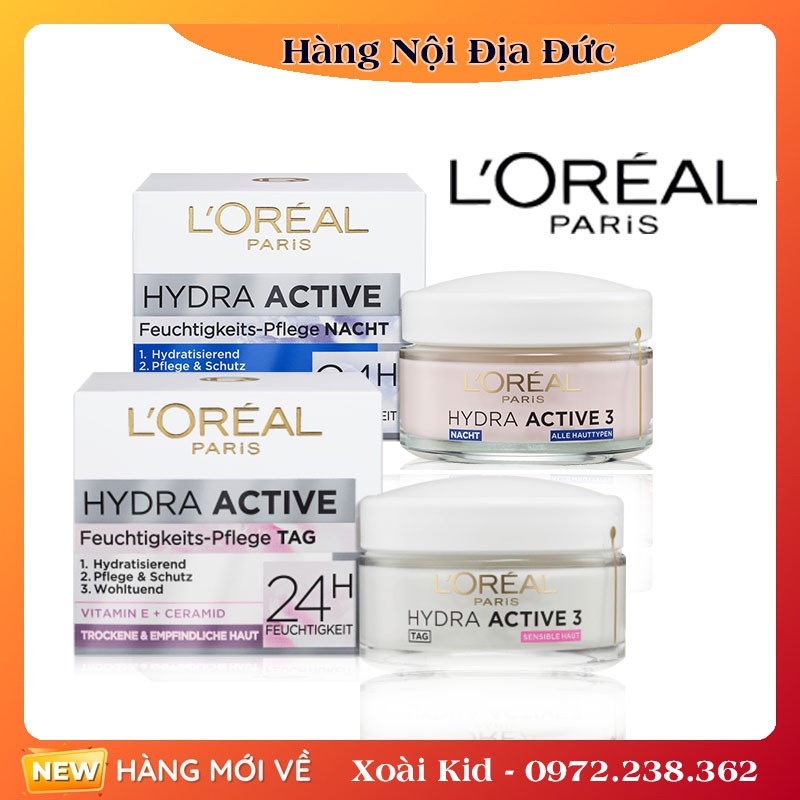 [auth] Kem dưỡng da Loreal Hydra Active 3 24h - Nội địa Đức Đủ Bill ...