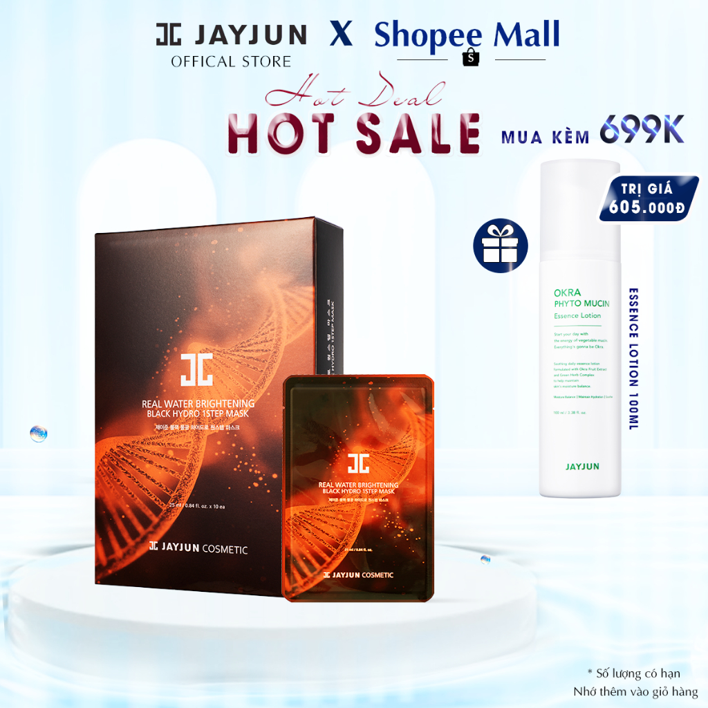 Mặt nạ Jayjun dưỡng sáng da, chống lão hóa, cấp ẩm sâu Real Water Brightening Black Hydro 1step ...