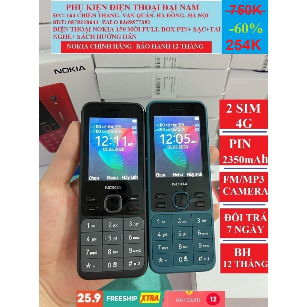 ĐIỆN THOẠI NGƯỜI GIÀ NOKIA 150 4G 2023- 2 SIM 2 SÓNG, FULL BOX PIN TRÂU ...