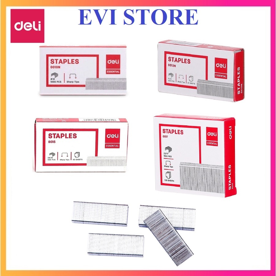 Set 5 hộp mim bấm Deli 0010 / 0012 / 0013 / 0015 / 0017 - Ghim bấm số ...