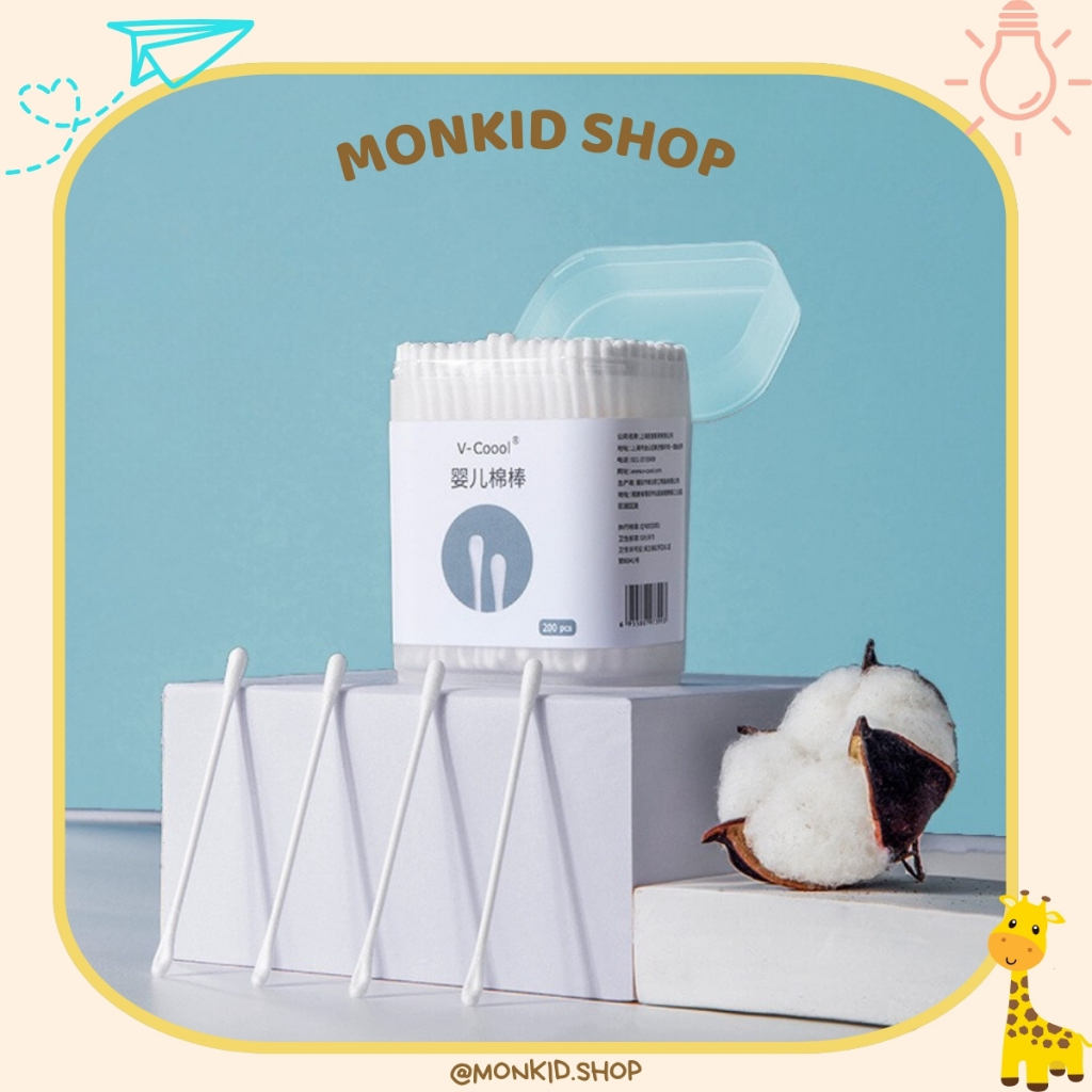 Tăm bông sơ sinh V-Coool, hộp 200 que | Shopee Việt Nam
