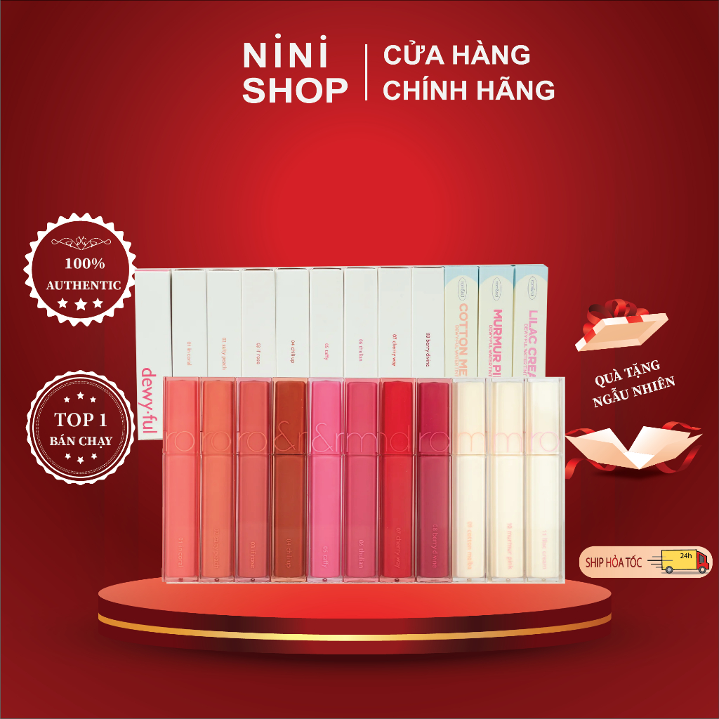 Son Tint Bóng, Siêu Lì Cho Đôi Môi Căng Mọng Romand Dewyful Water Tint 5g - Ninishop | Shopee ...