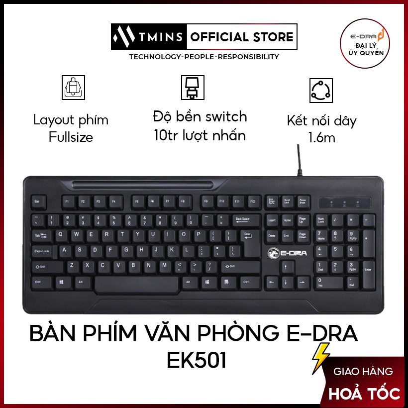Bàn phím văn phòng E-DRA EK501 - Hàng chính hãng | Shopee Việt Nam