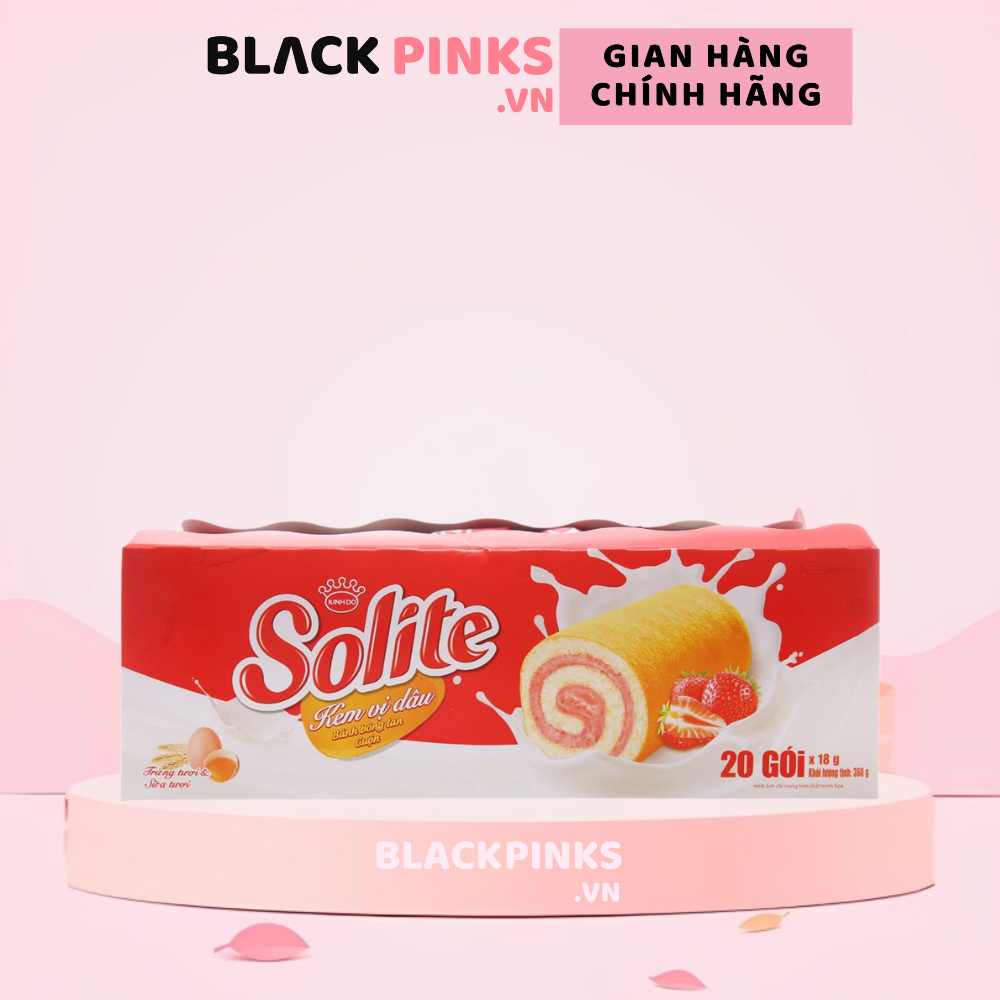 Bánh bông lan cuộn kem vị dâu Solite hộp 180g (10 cái) và 360g (20 cái ...