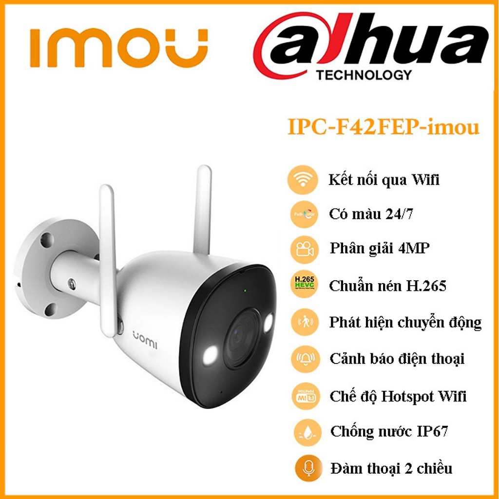 Camera Wifi 4MP IPC-F42FEP-D-IMOU tích hợp đèn Spotlight, còi báo động ...