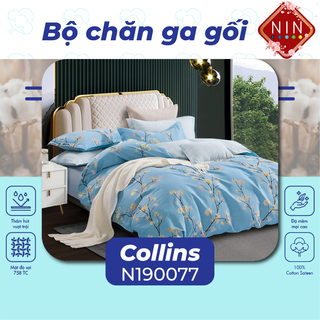 [COTTON 100%] Bộ 5 món NIN House Collins GA, áo gối kèm MỀN - N190077 ...