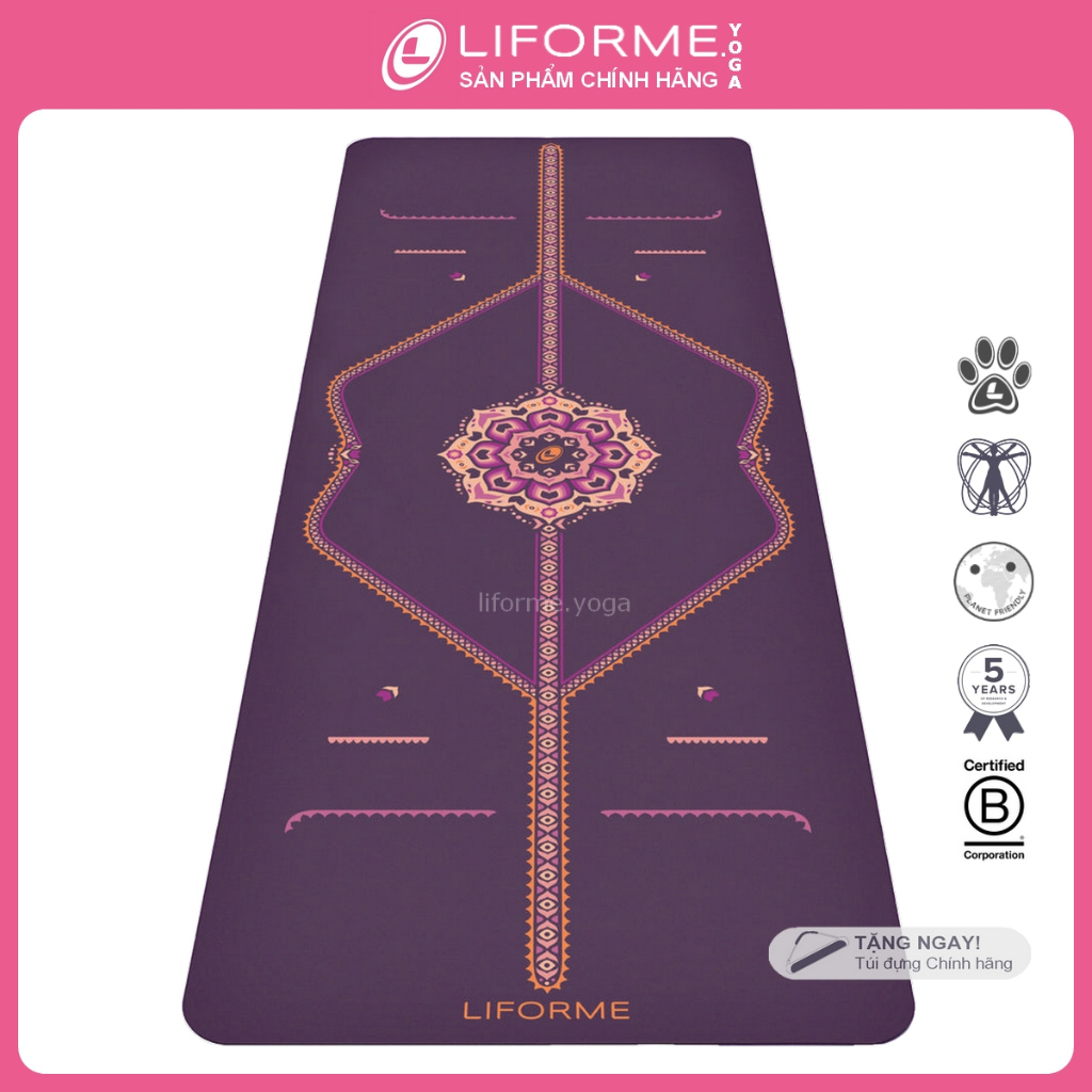 Thảm tập yoga Liforme Blossoming Lotus - Purple Earth | Shopee Việt Nam