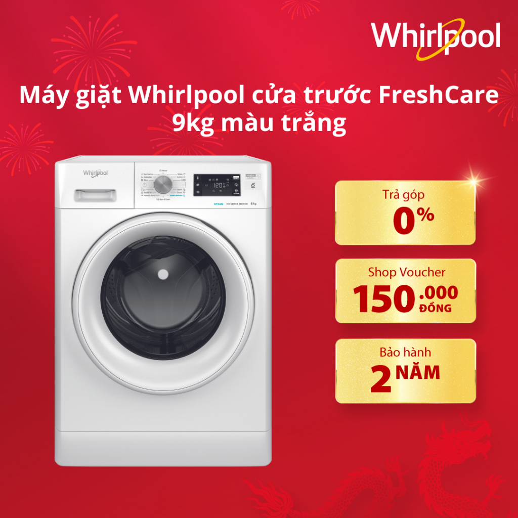 Máy giặt Whirlpool cửa trước FreshCare + 9kg FFB 9458 WV EE - Bảo Hành 2 Năm | Shopee Việt Nam