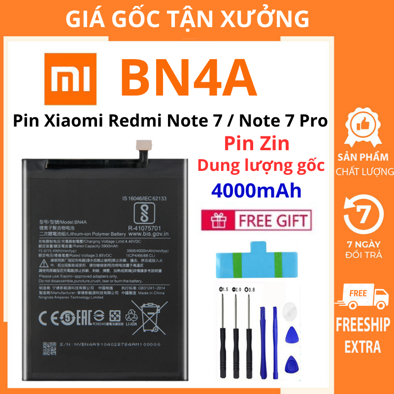 Pin zin Xiaomi Redmi Note 7 / 7 Pro BN4A 4000mAh | Dung lượng gốc | Tặng bộ tháo mở + seal dán ...