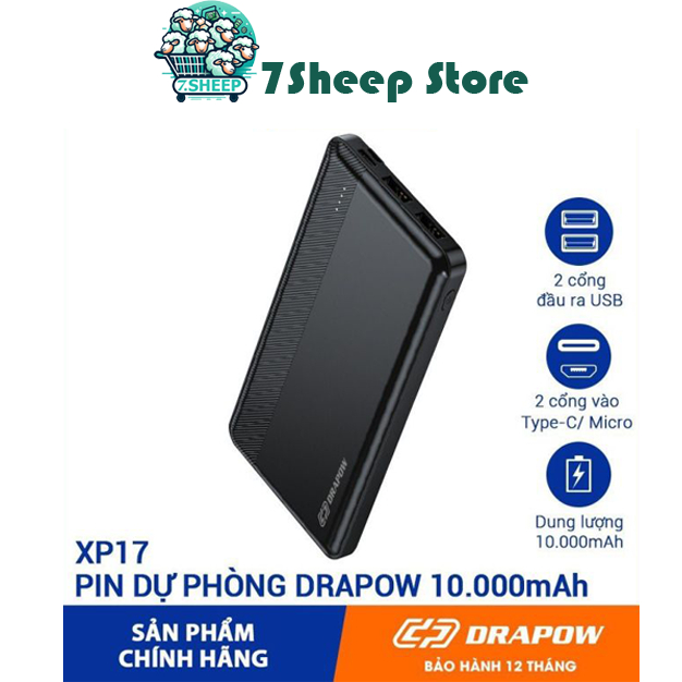 Pin sạc dự phòng 10.000mAh Drapow XP17 | Shopee Việt Nam