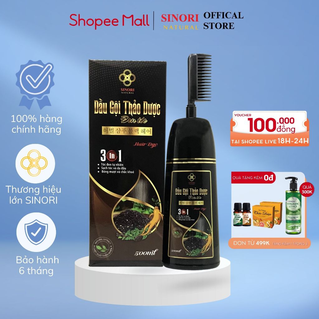 Dầu gội phủ bạc Sinori 500ml - Làm đen tóc tự nhiên tại nhà chỉ sau 15 ...