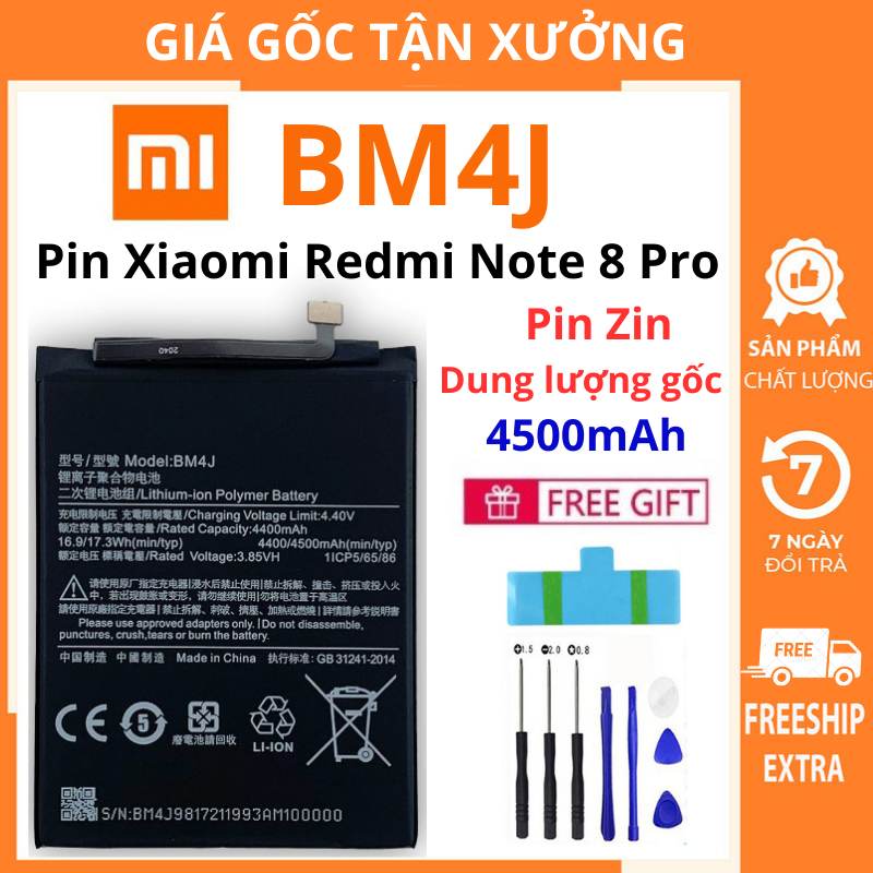 Pin zin Xiaomi Redmi Note 8 Pro BM4J 4500mAh | Đủ Dung lượng gốc | Tặng ...