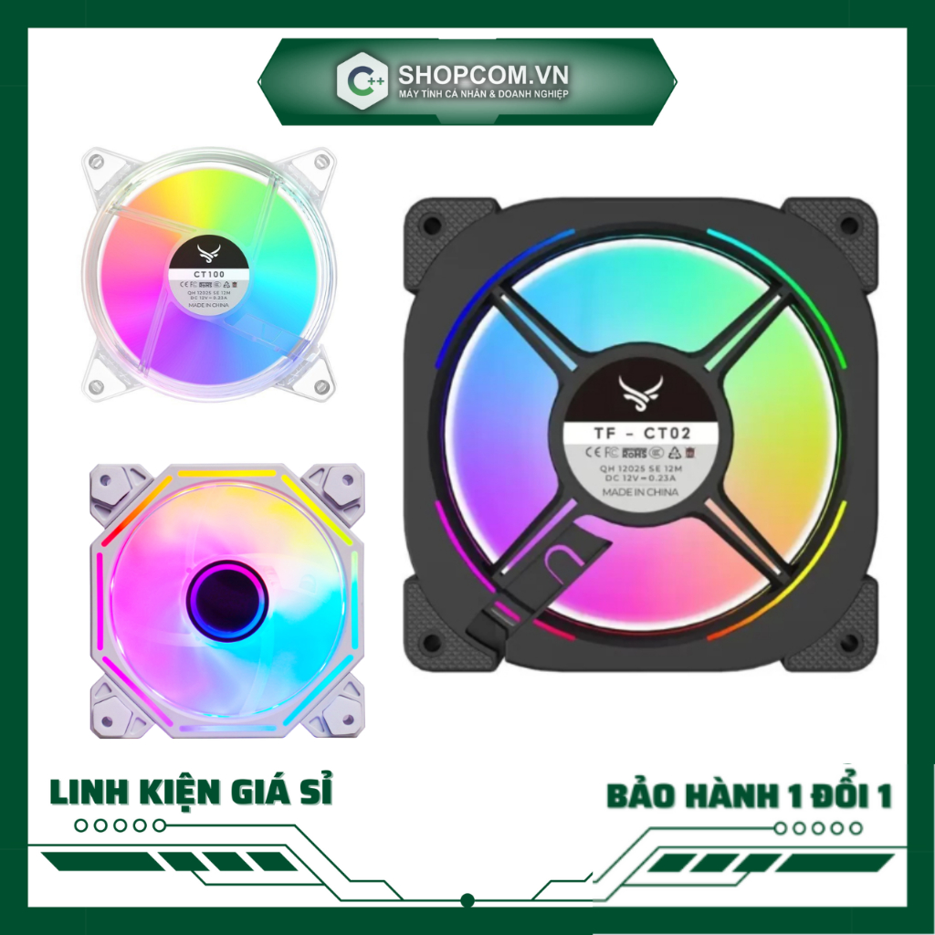 Quạt tản nhiệt PC, FAN Case led RGB Centaur CT100 - TF-CT01 - TF-CT02 - TF-CT03 TRẮNG / ĐEN ...