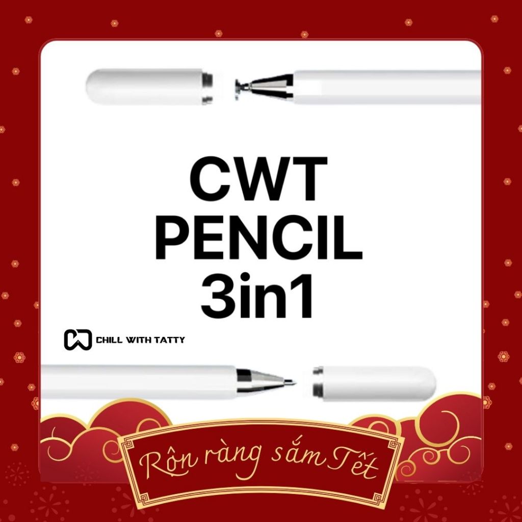 Bút cảm ứng không cần sạc pin 3 in 1 CWT pencil dùng trên mọi thiết bị có màn hình cảm ứng ...