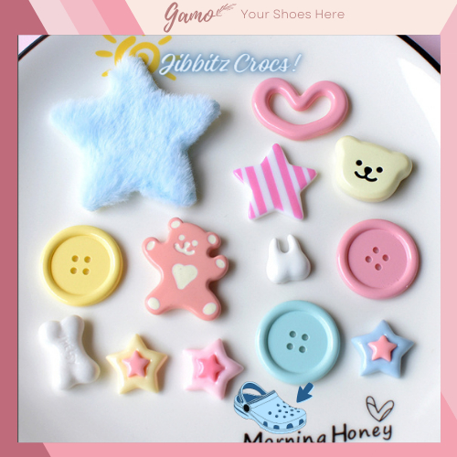 Set 13 Sticker, Charm 3D chủ đề ngôi sao DIY Gamo gắn Dép Crocs, Cross ...