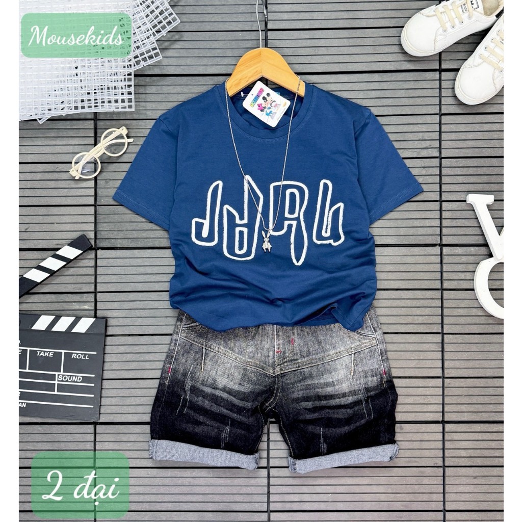 Set Jean Bé Trai Cổ Tròn Chữ Size 24-35kg J14 | Shopee Việt Nam