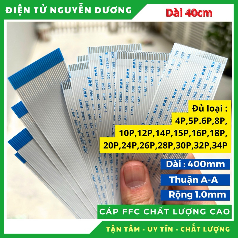 [ Chất lượng ] Cáp FFC dài 400mm 1.0mm/0.5mm thuận AA MỚI, đủ các loại 4P... 30P 32P 34P 40P ...