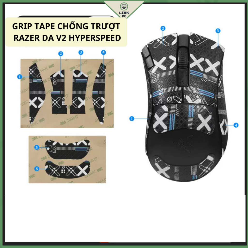 Miếng Dán Chống trượt | Grip Tape Chống Trượt Cho Chuột Razer Deathadder v2 Hyperspeed (Da v2 X ...