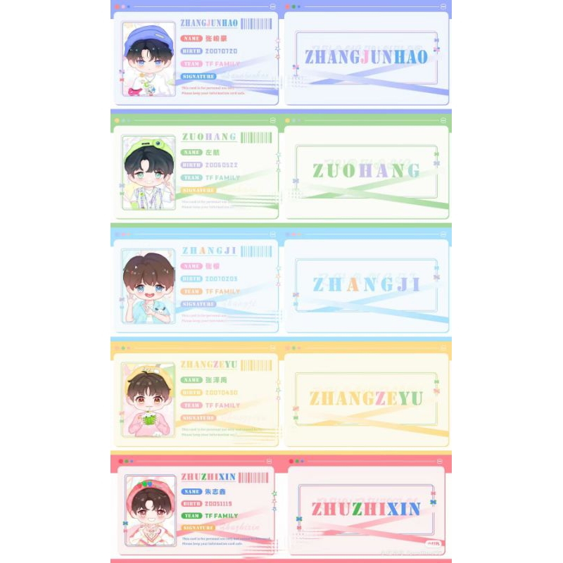 Set 5 card ID chibi TF Gia Tộc Tam Đại F3 | Shopee Việt Nam