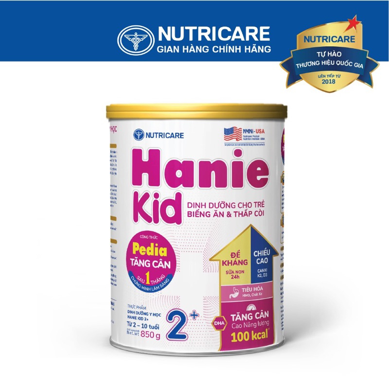 Sữa bột Nutricare Hanie kid 2+ Pedia cho trẻ biếng ăn và thấp còi ...