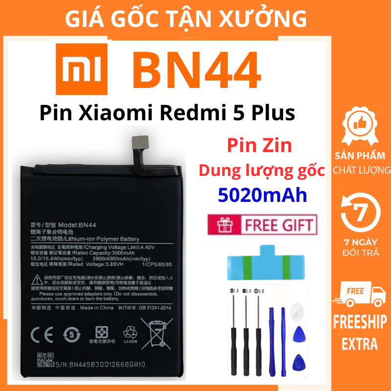 Pin zin Xiaomi Redmi 5 Plus BN44 4000mAh | Đủ dung lượng gốc | Tặng bộ ...