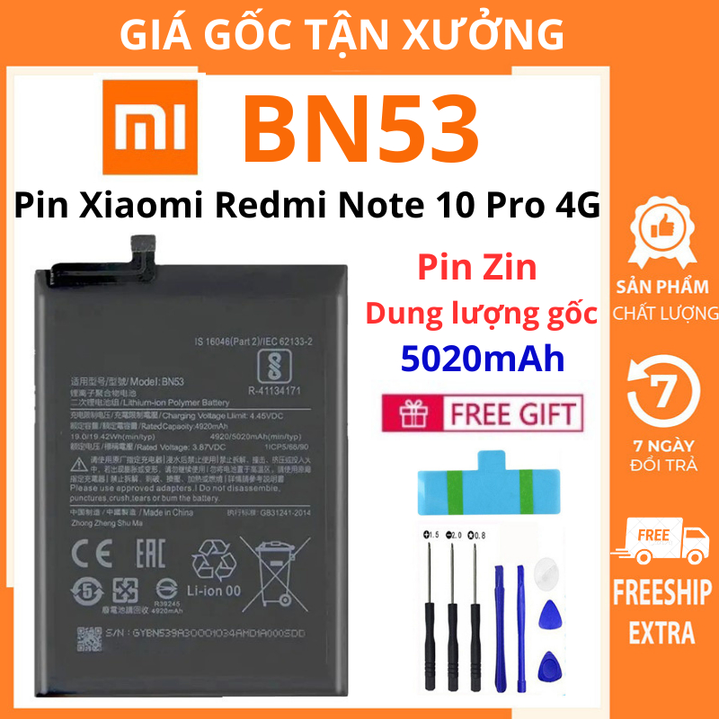 Pin zin Xiaomi Redmi Note 10 Pro 4G BN53 5020 mAh | Đủ dung lượng gốc ...