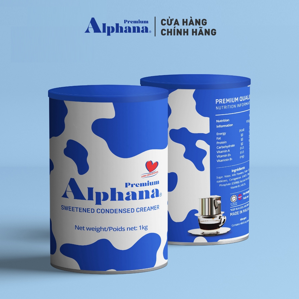 Combo 3 lon sữa đặc có đường Premium Alphana nhập Malaysia lon 1kg giàu ...