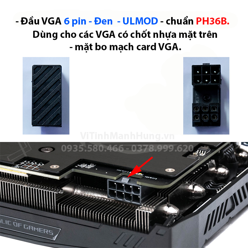 Đầu đảo góc 180 độ ULMOD cho VGA 6 pin / 8 pin, có bọc nhựa. | Shopee Việt Nam