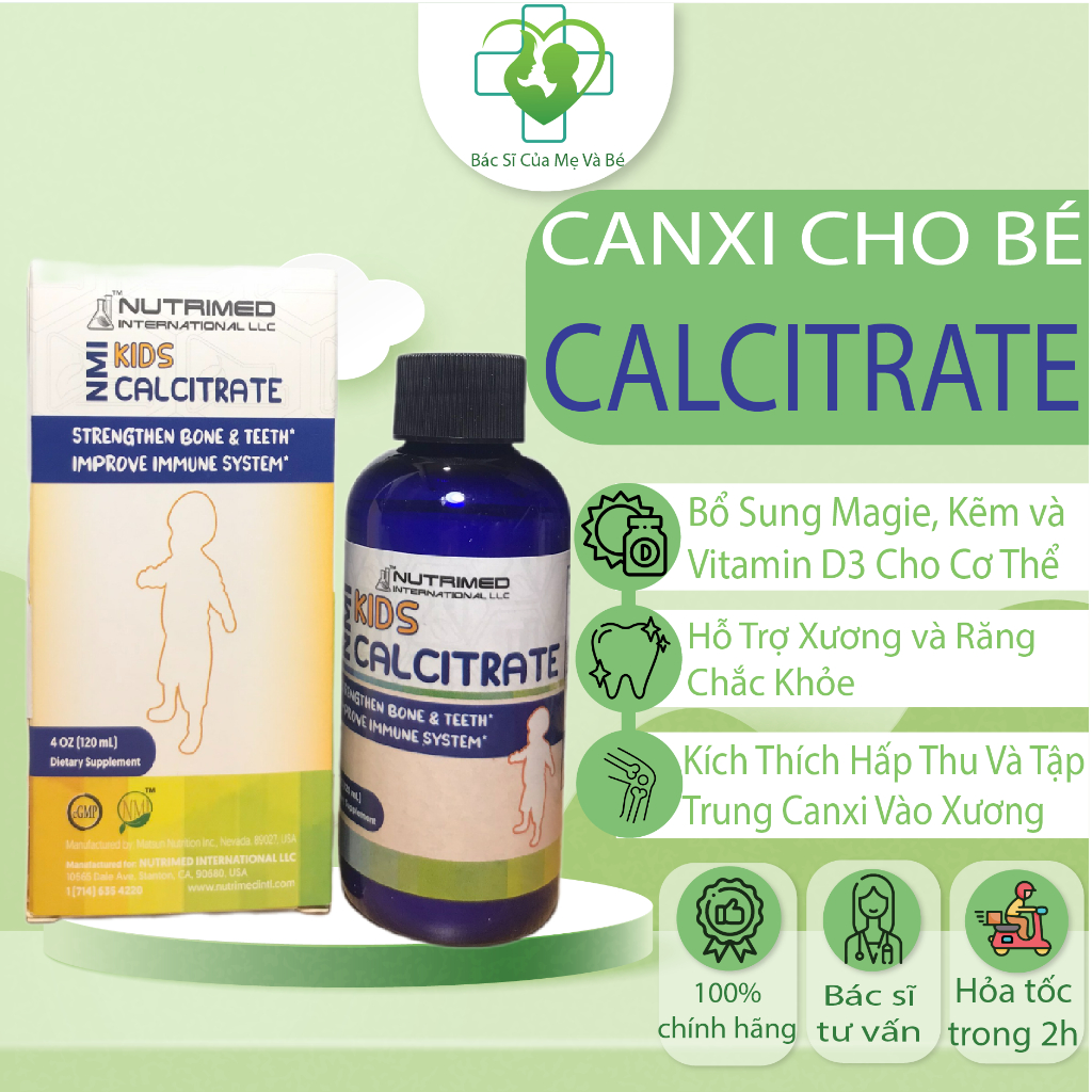 [TPCN Nhập Khẩu] NMI Kids Calcitrate - Siro bổ sung Canxi hữu cơ dành ...
