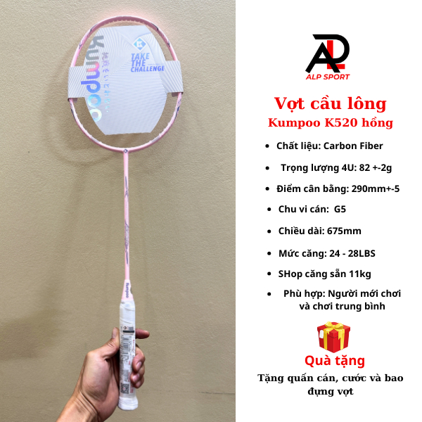 Vợt cầu lông Kumpoo Power Control K520 Pro căng max 12,7kg tặng dây căng sẵn 11kg công thủ toàn ...