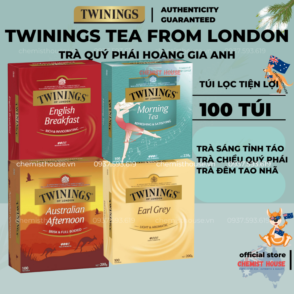 [100 Túi] Twinings English Breakfast Tea Bags Lọc Đa Dạng Trà Bá Tước ...