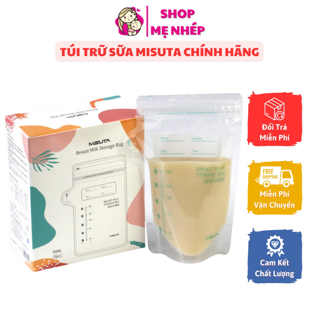 Túi trữ sữa Misuta 150ml, 200ml, hộp 30 - chính hãng | Shopee Việt Nam
