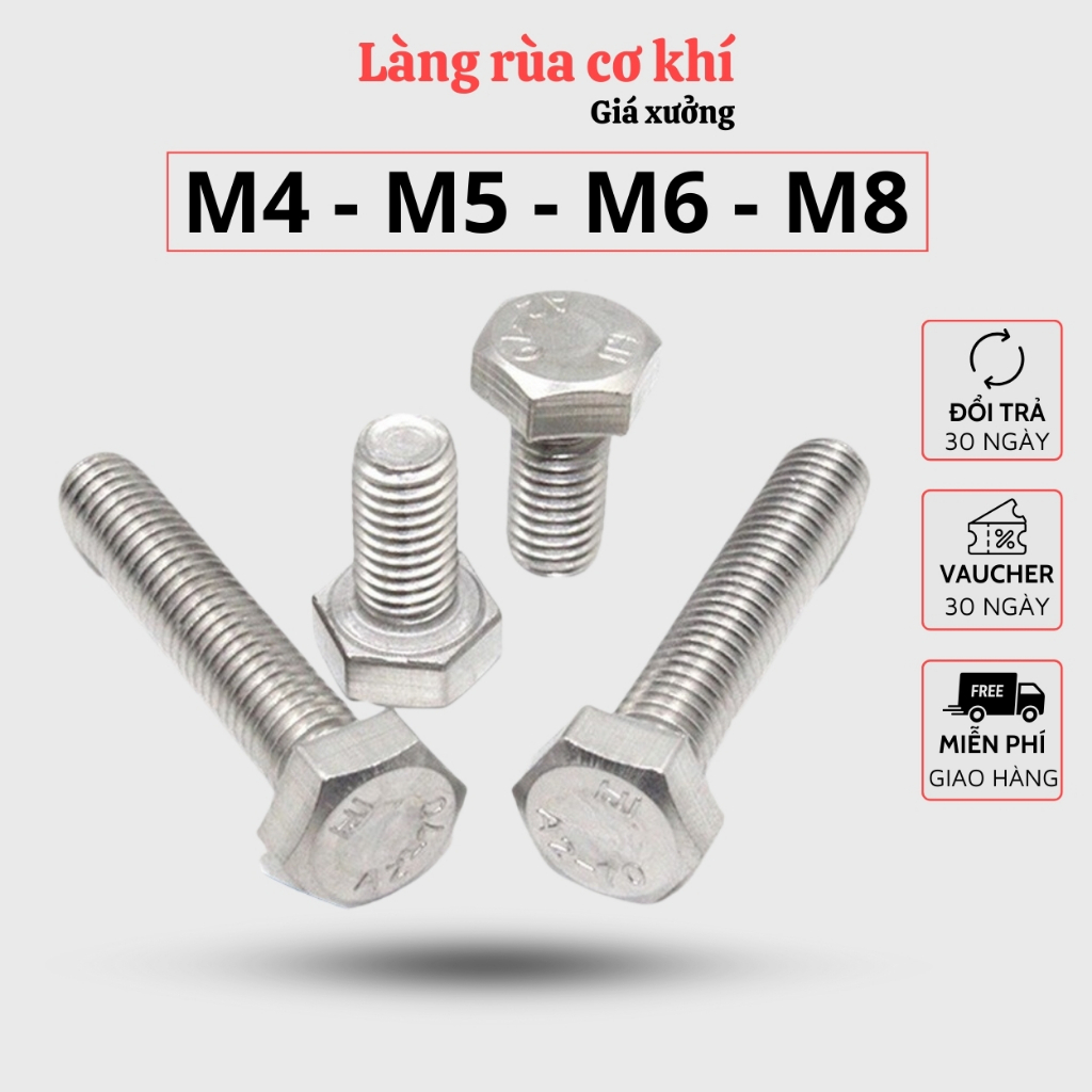 Bulong lục giác ngoài inox 304 M4 M5 M6 M8, ốc inox lục giác ngoài ...