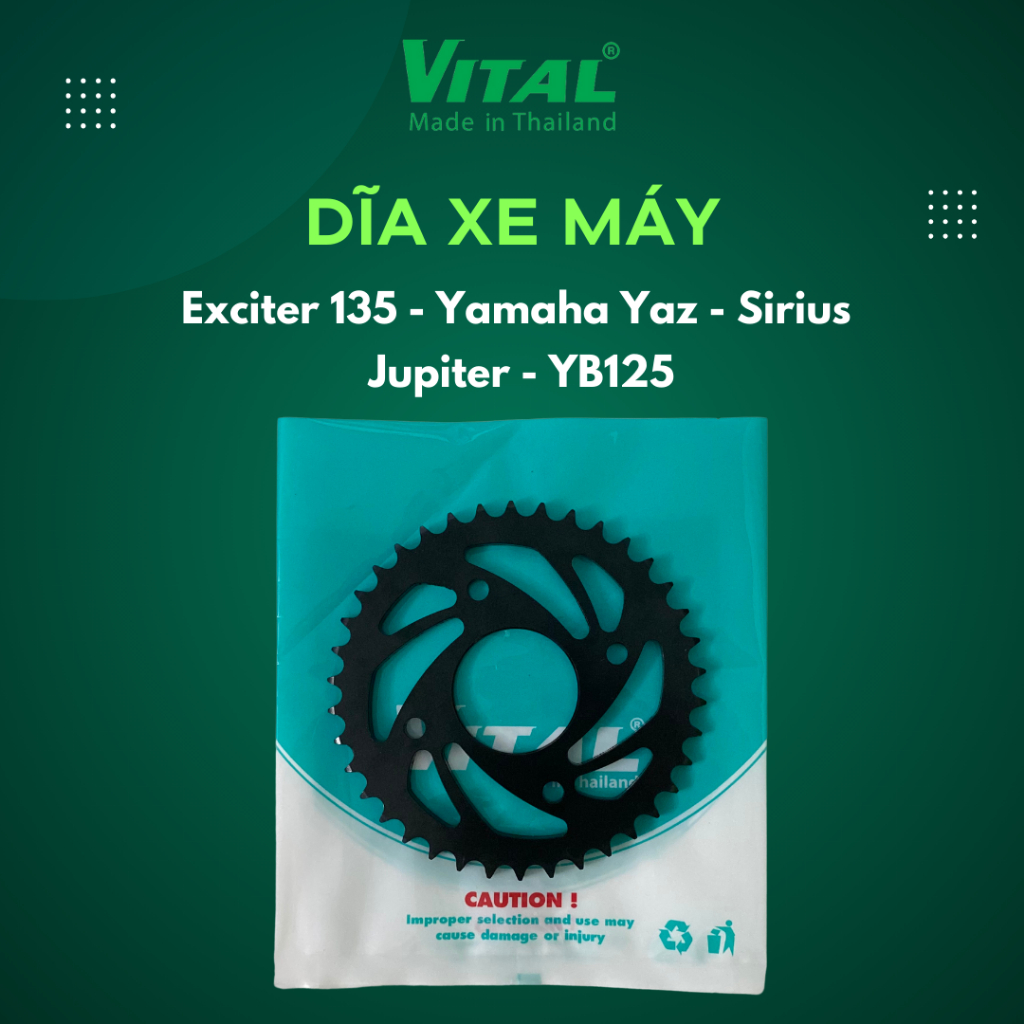 Dĩa Xe Exciter 135, Yamaha Yaz, Sirius, Jupiter, YB125 Dĩa VITAL Size 28T đến 52T - Made in ...