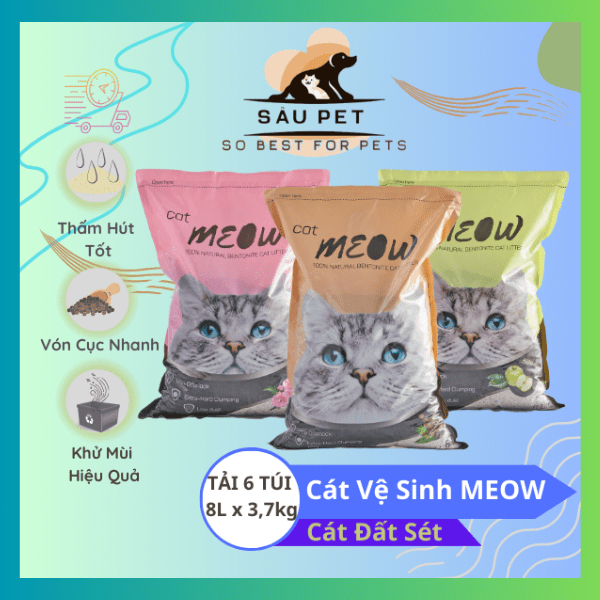 Cát vệ sinh cho mèo Tải cát mèo Cat meow 6 túi 8L 22.2KG | Shopee Việt Nam