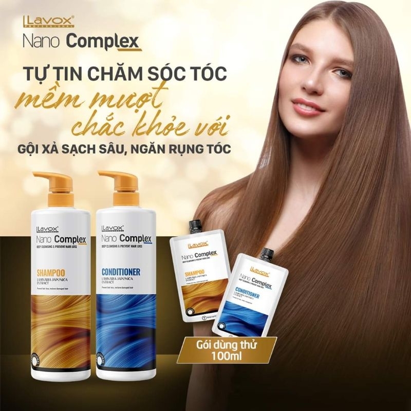 DẦU GỘI & DẦU XẢ LÀM SẠCH SÂU, NGĂN RỤNG TÓC LAVOX NANO COMPLEX 1 LÍT ...