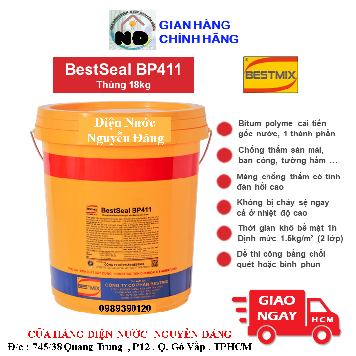 [Hỏa Tốc] Thùng 18kg BestSeal BP411 Màng Lỏng Chống Thấm Bitum Polyme ...