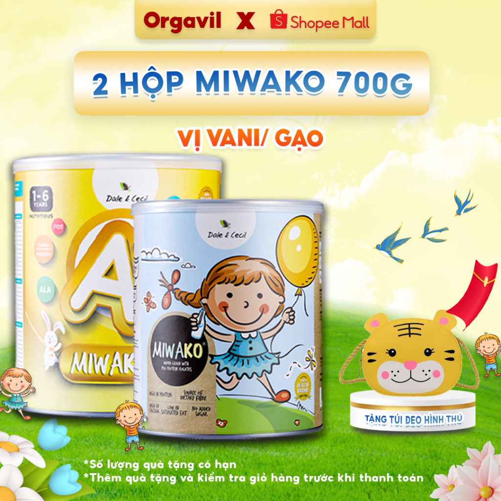 Sữa Hạt Miwako A+ vị vani, Miwako vị gạo hộp 700g x 2 hộp Chuẩn Hữu Cơ ...