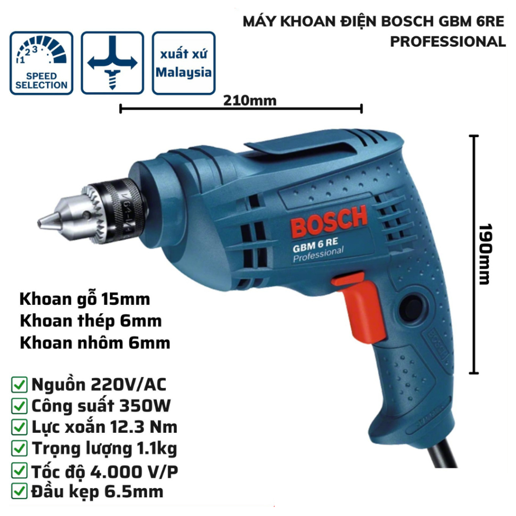 Máy khoan Bosch GBM 6RE PROFESSIONAL | Shopee Việt Nam