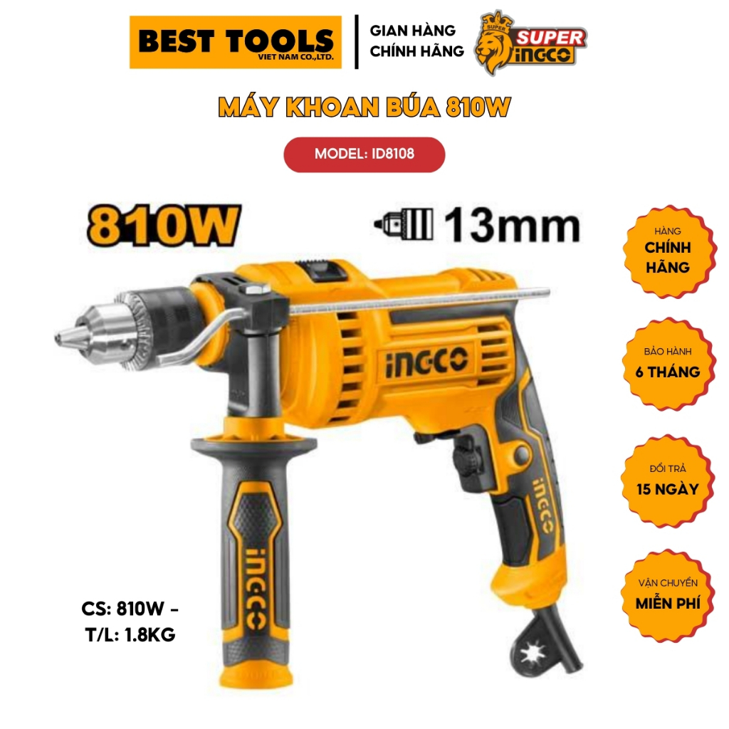 Máy khoan búa INGCO 680W ID6808E | 710W ID7108 | 810W ID8108. Khoan ...