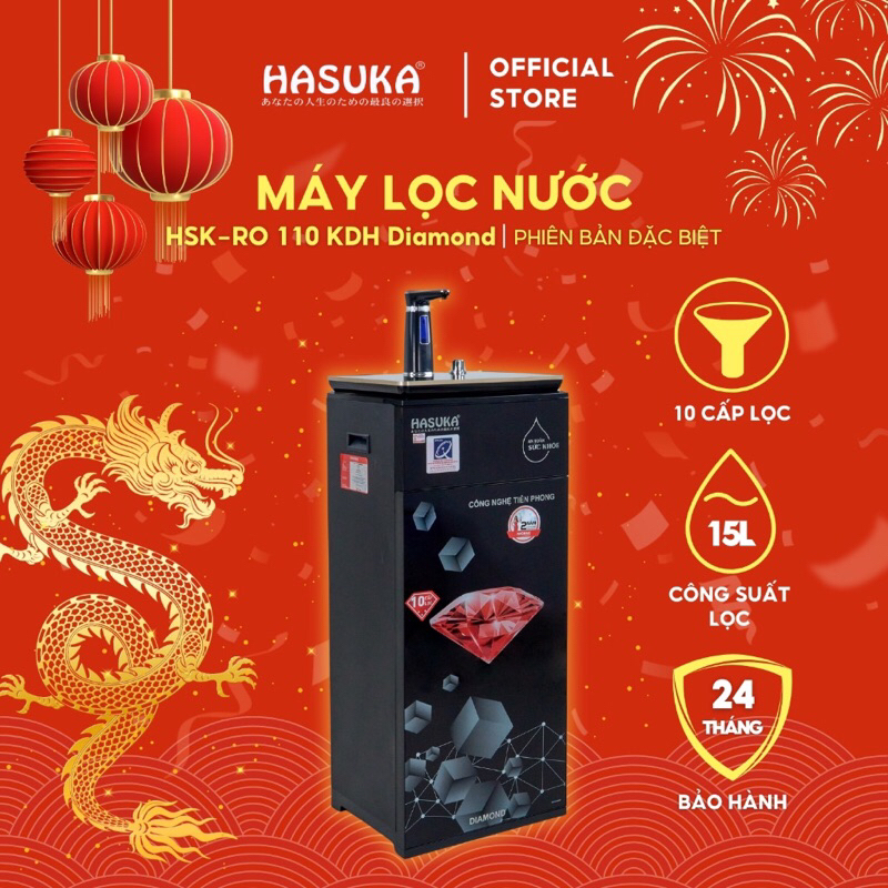 Máy lọc nước RO HASUKA HSK 110 KDH Diamond công suất lọc 10L/h, loại bỏ ...